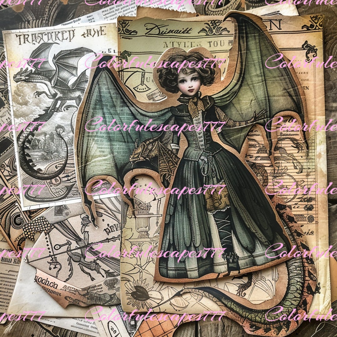 Fantasy Junk Journal Kit (printable JPG Pages With Ephemera, Cover ...