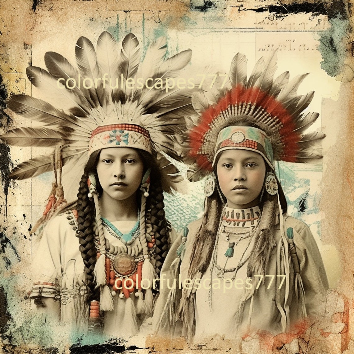 Native American Digital Collage Sheet, Scrapbooking (digital Download ...