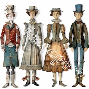 Articulated Paper Doll Digital Collage Sheet (PNG) - Etsy