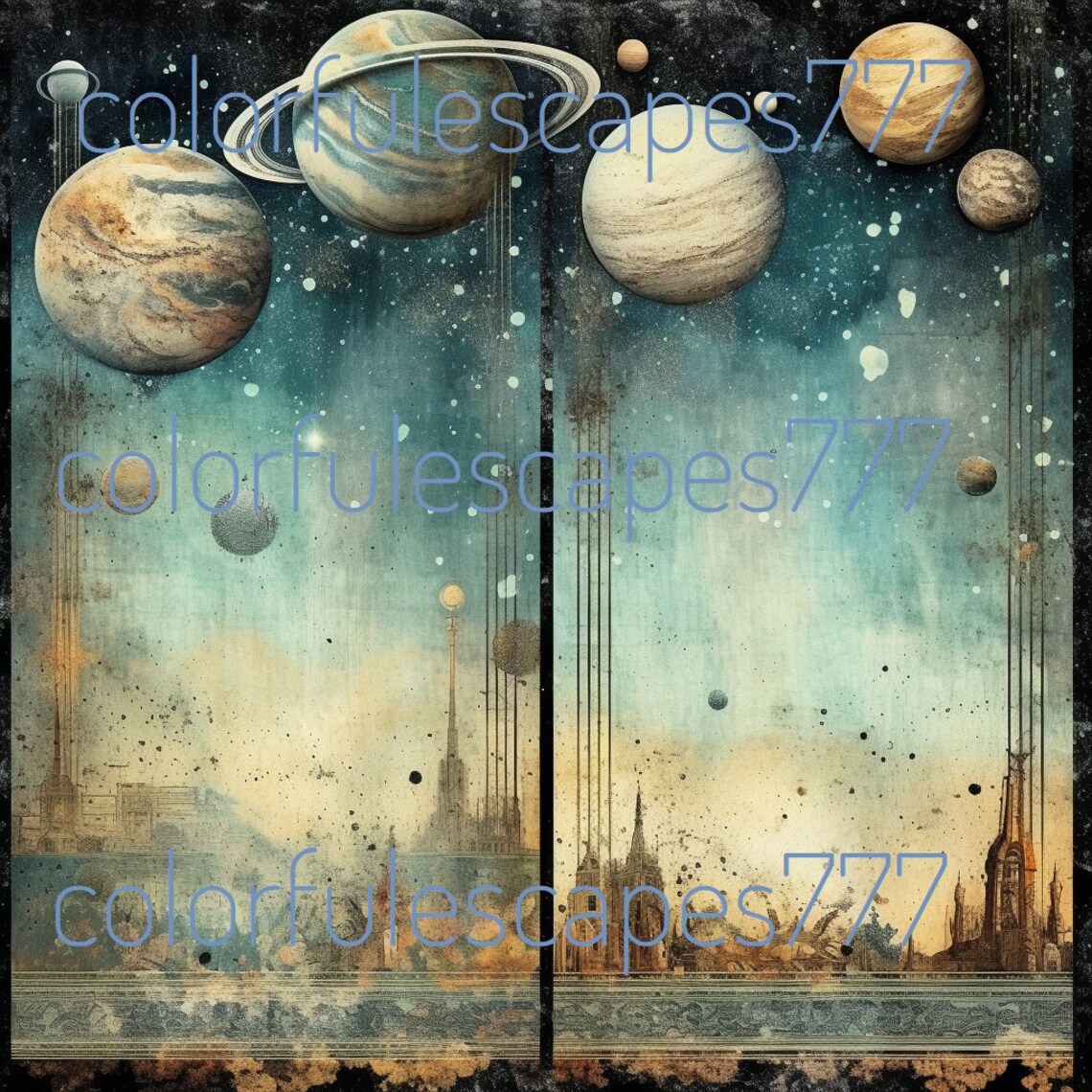 Space Exploration Digital Altered Art Digital Collage Sheet for Journal ...
