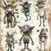 Trolls Creatures Paper Dolls Digital Altered Art Colorable Articulated ...