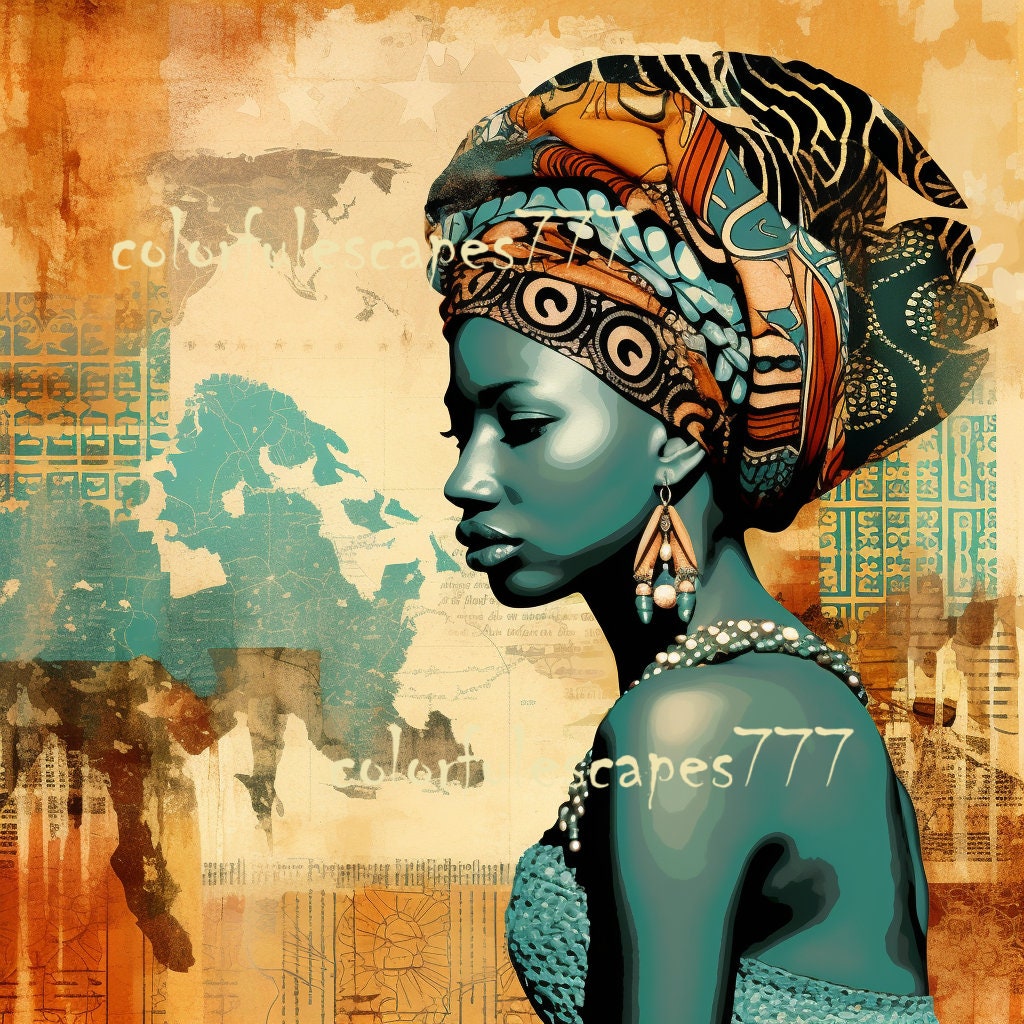 African Digital Collage Sheet: Art Journal, Scrapbooking (digital ...