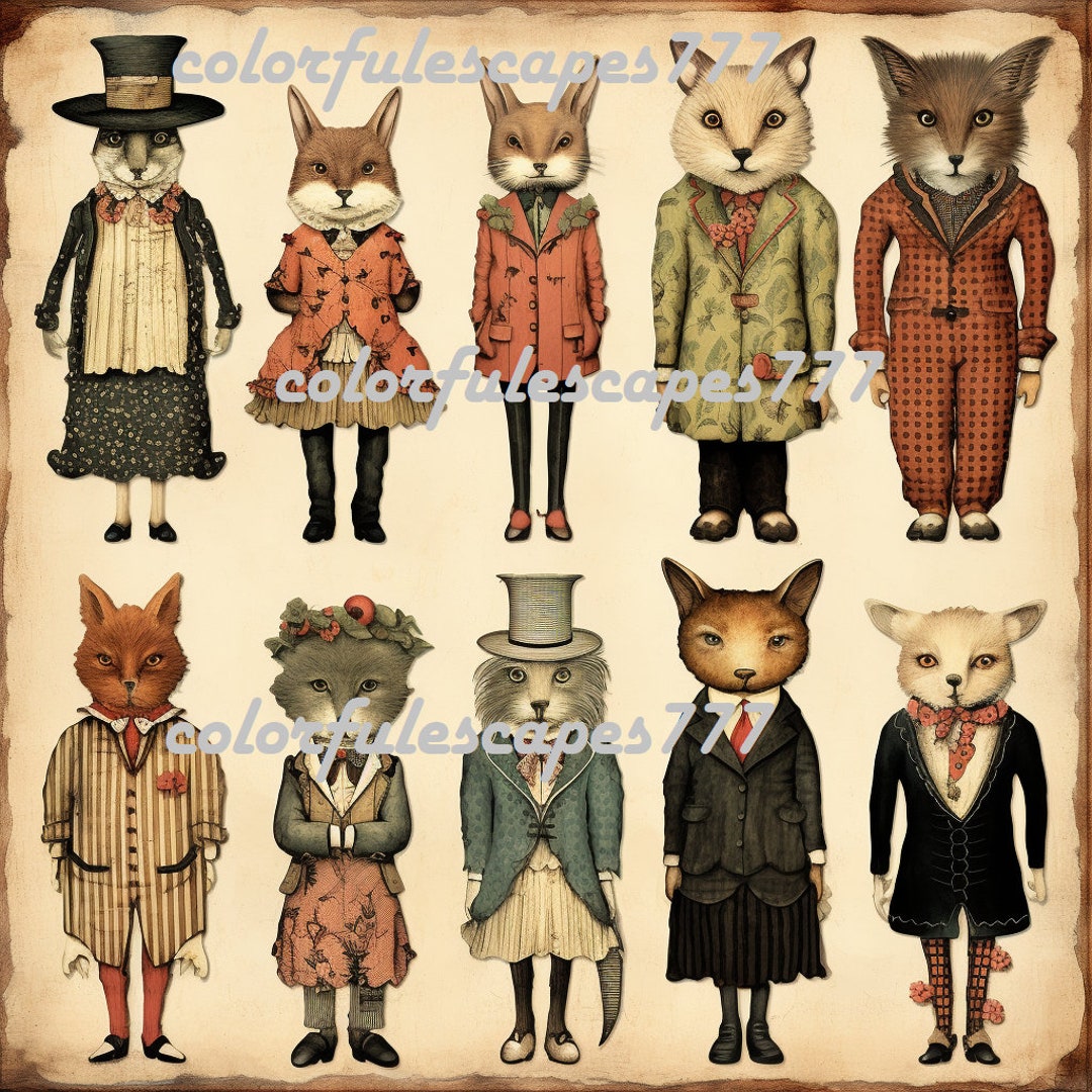 Animal Paper Doll Collage Sheet: Digital Altered Art (printable) - Etsy