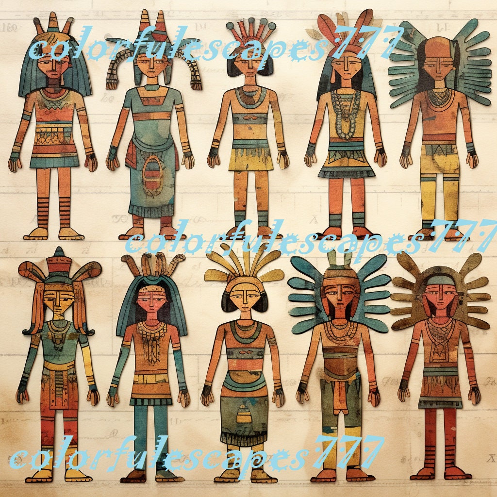 Mayan Paper Doll Sheet Printable Digital Collage Sheet Altered Art ...