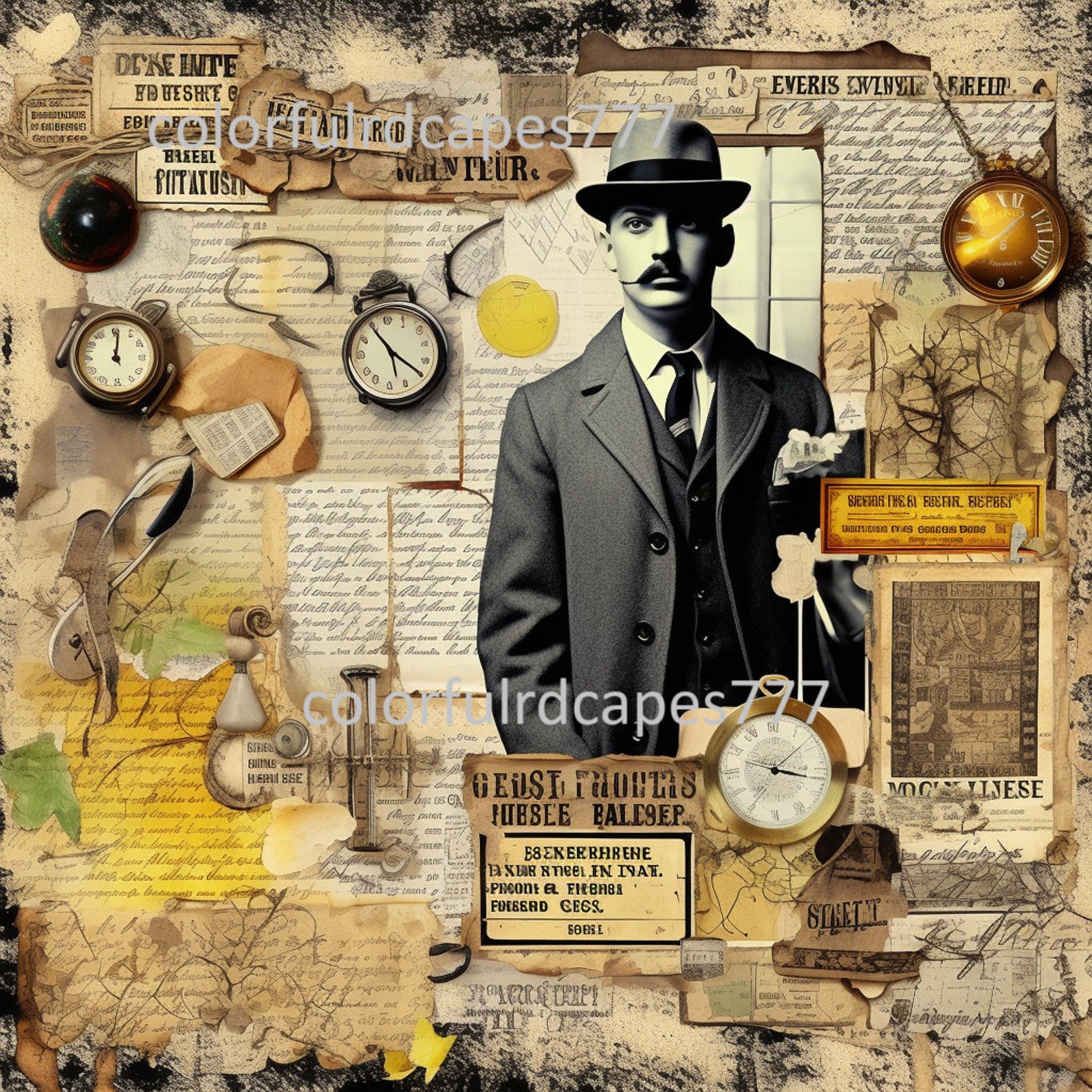 Crime Digital Paper Altered Art Journal Page Digital Collage Sheet ...