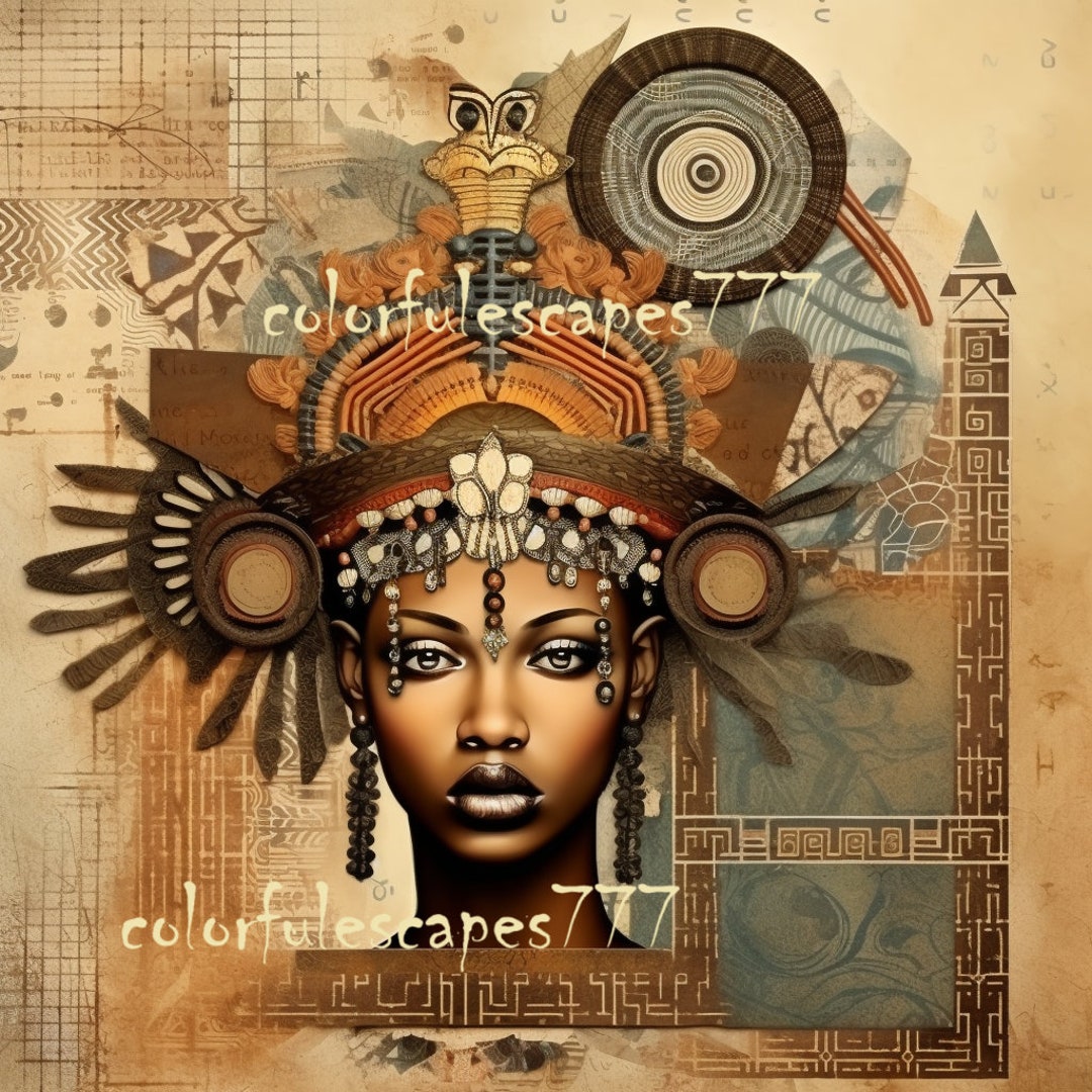African Digital Collage Sheet: Art Journal, Scrapbooking (digital ...