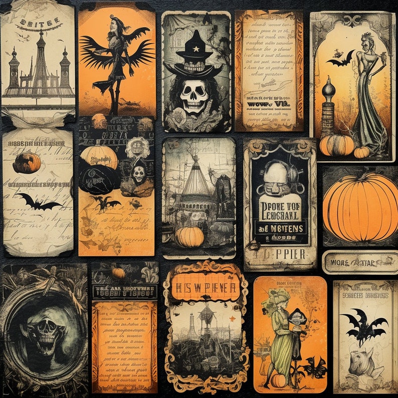 Halloween Junk Journal Kit, Digital Scrapbook Paper, Pumpkin Printable ...