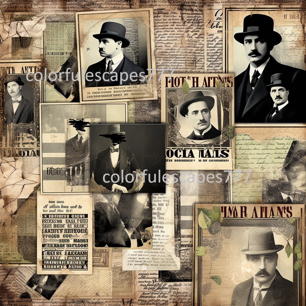 Mafia Digital Paper Altered Art Journal Page Digital Collage Sheet ...