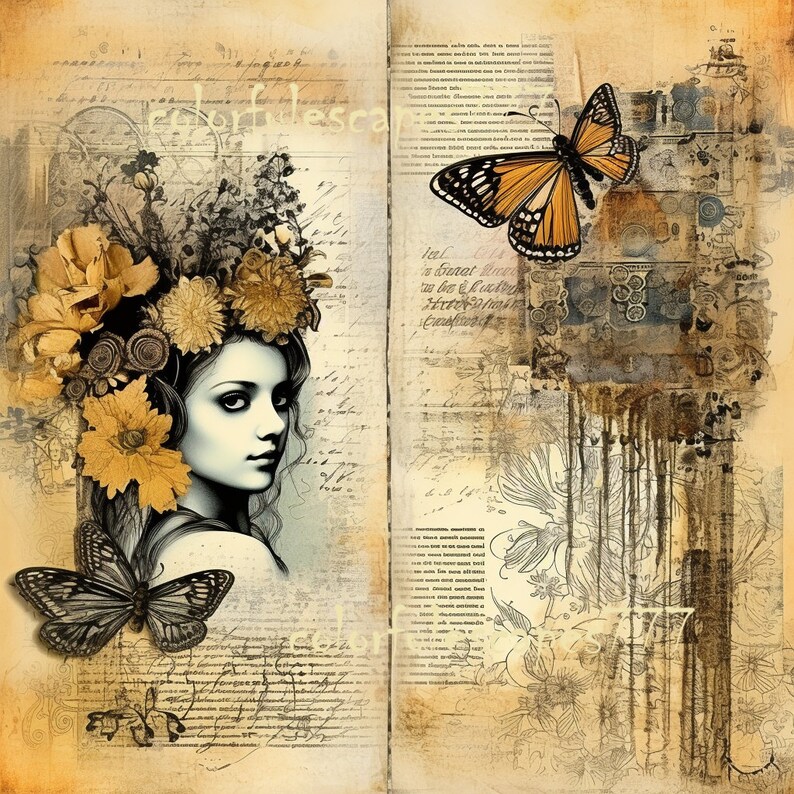 777 Digital Paper Altered Art Journal Page Digital Collage Sheet ...