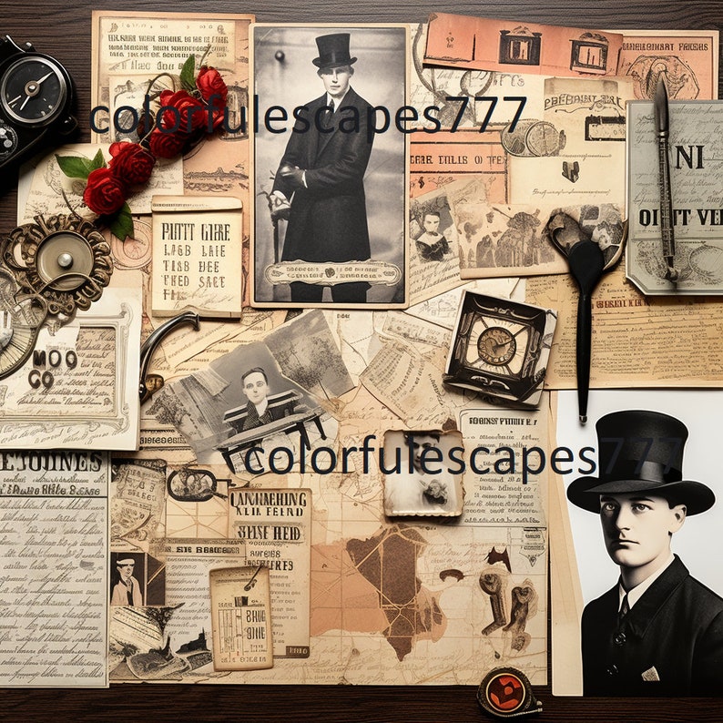 Crime-themed Junk Journal Whimsical Pack | Printable Collage Sheet ...