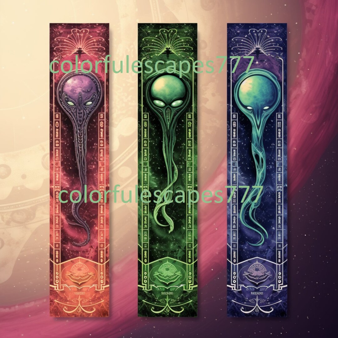 Alien-themed Junk Journal Book Markers | Pages, Printable Collage Sheet ...