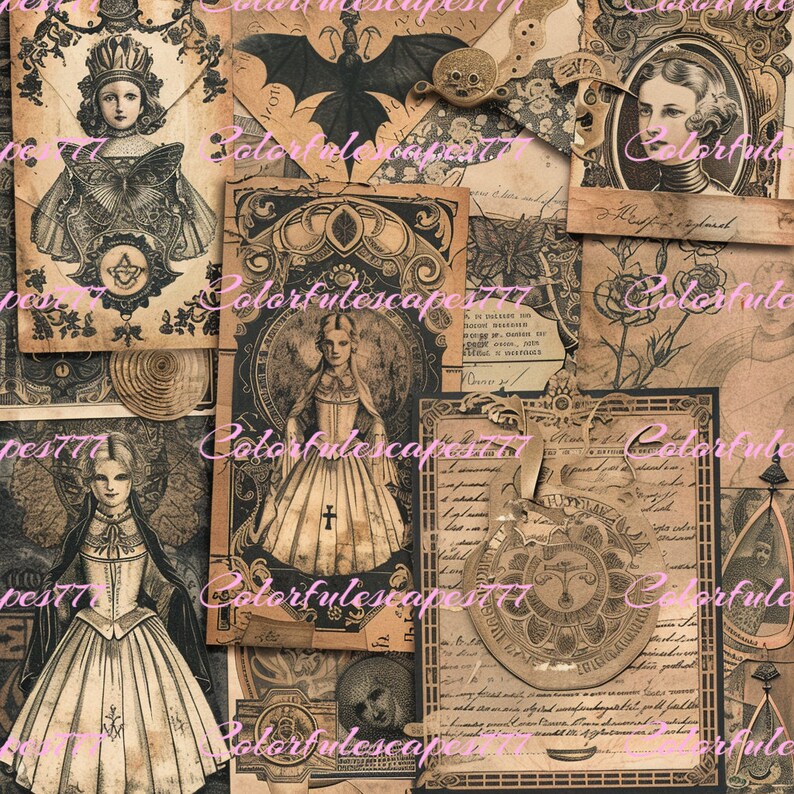 Vampire Junk Journal Kit (printable JPG Pages, Ephemera, Cover, Tags ...