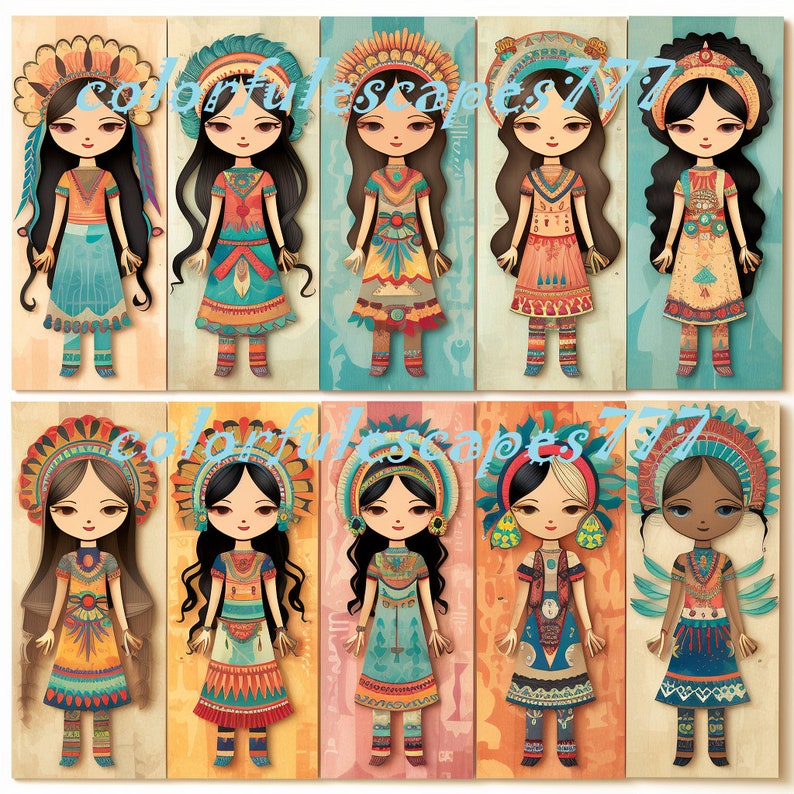 Mayan Paper Doll Sheet Printable Digital Collage Sheet Altered Art ...