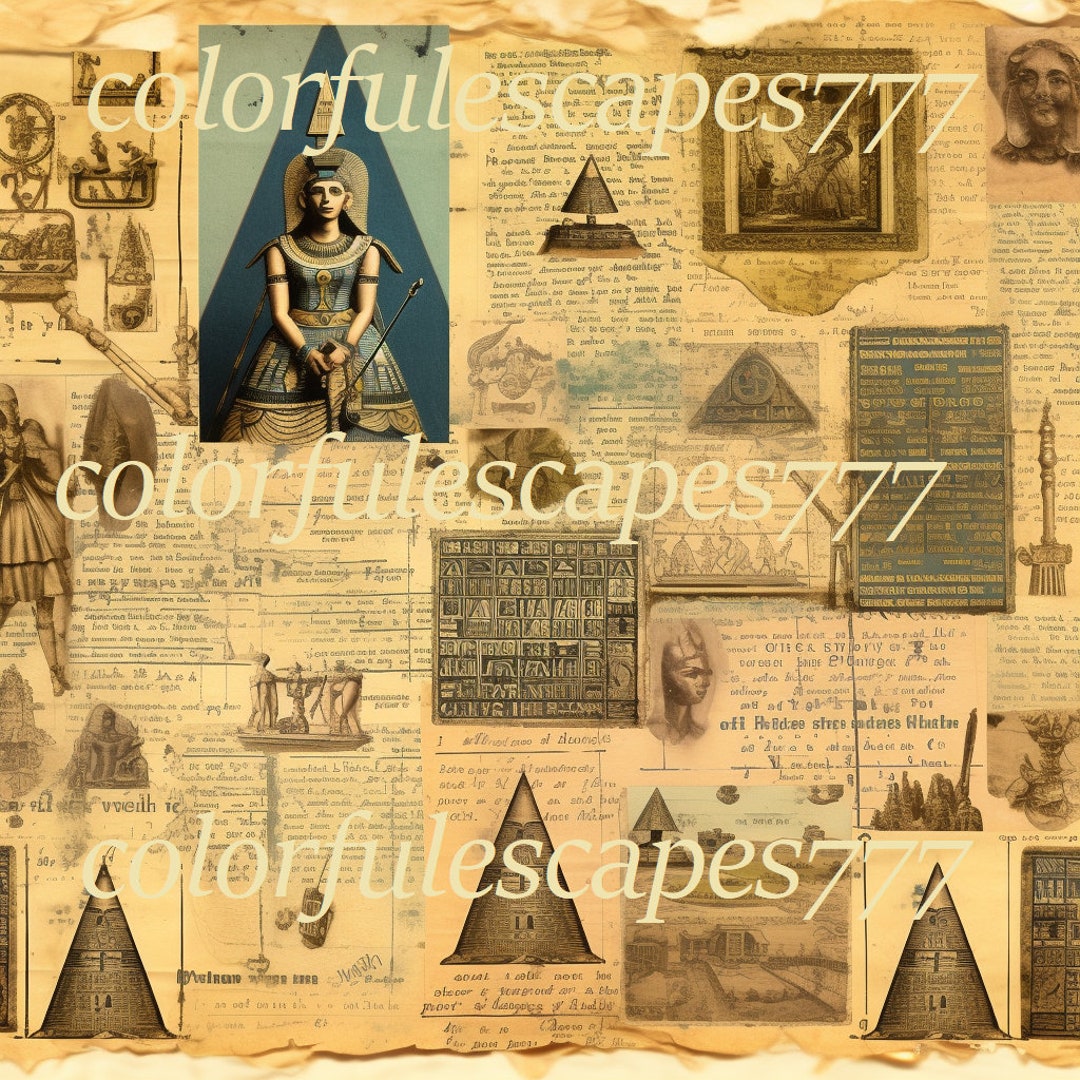 Ancient Egypt Hieroglyph Collage Sheet, Printable Ephemera (digital ...