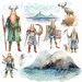 Nordic Charm: Vikings Watercolor Clipart Set With Dolls - Perfect for ...