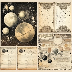 Astronomy Junk Journal Kit, Digital Moon Collage Sheet, Printable ...
