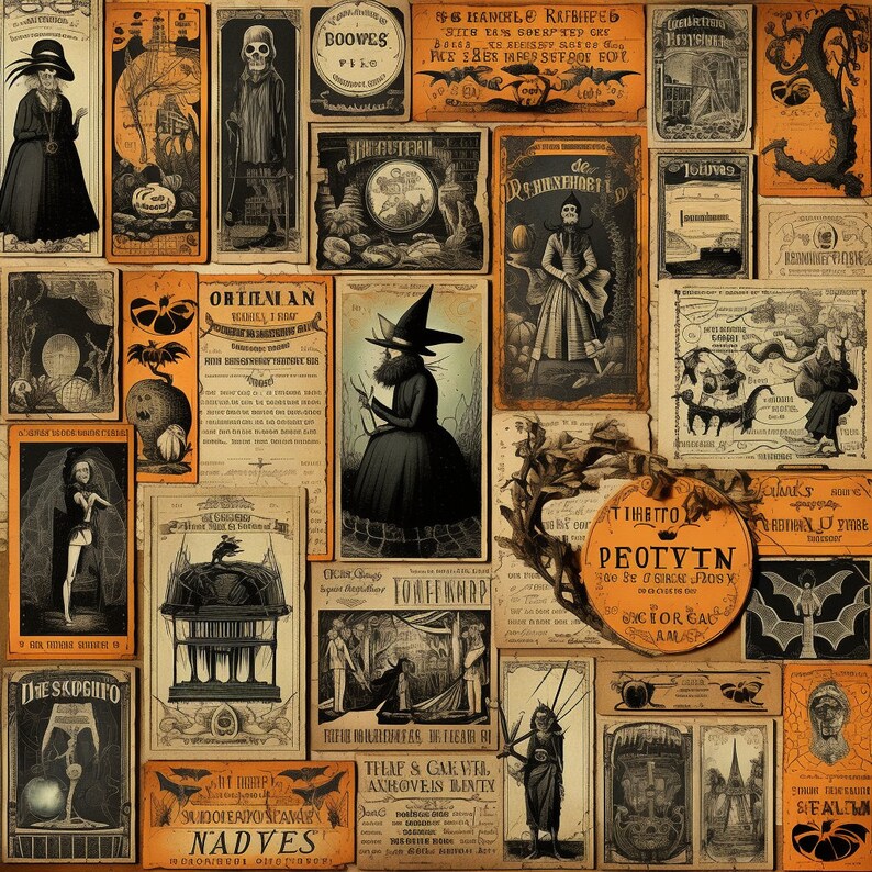 Vintage Halloween Paper Background, Ephemera, Old Patterns,no Words ...