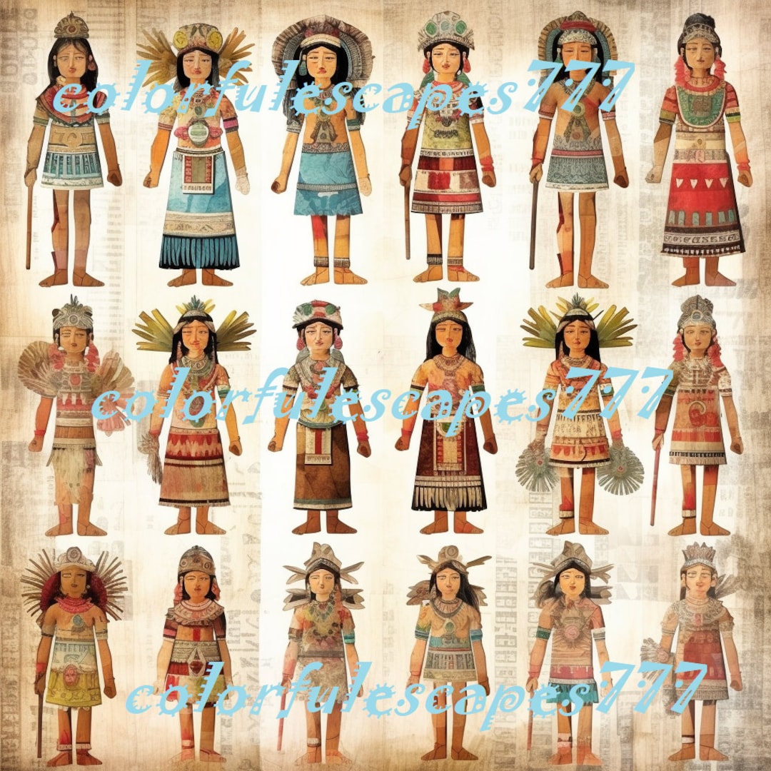 Mayan Paper Doll Sheet Printable Digital Collage Sheet Altered Art ...