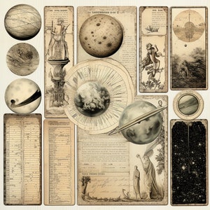 Astronomy Junk Journal Kit, Digital Moon Collage Sheet, Printable ...