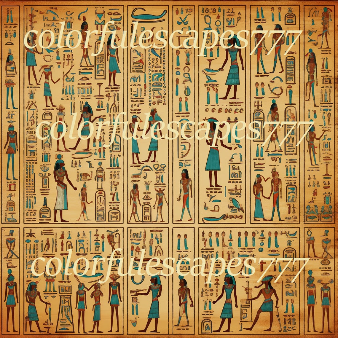 Ancient Egypt, Hieroglyphs on Wall, Hyper Realistic Painting, Intricate ...