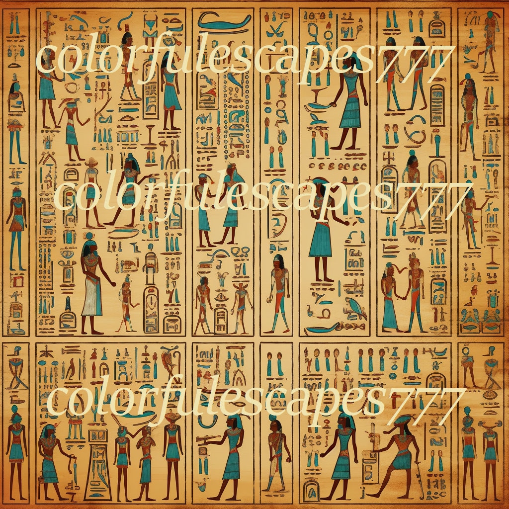 Ancient Egypt, Hieroglyphs on Wall, Hyper - Realistic Painting ...