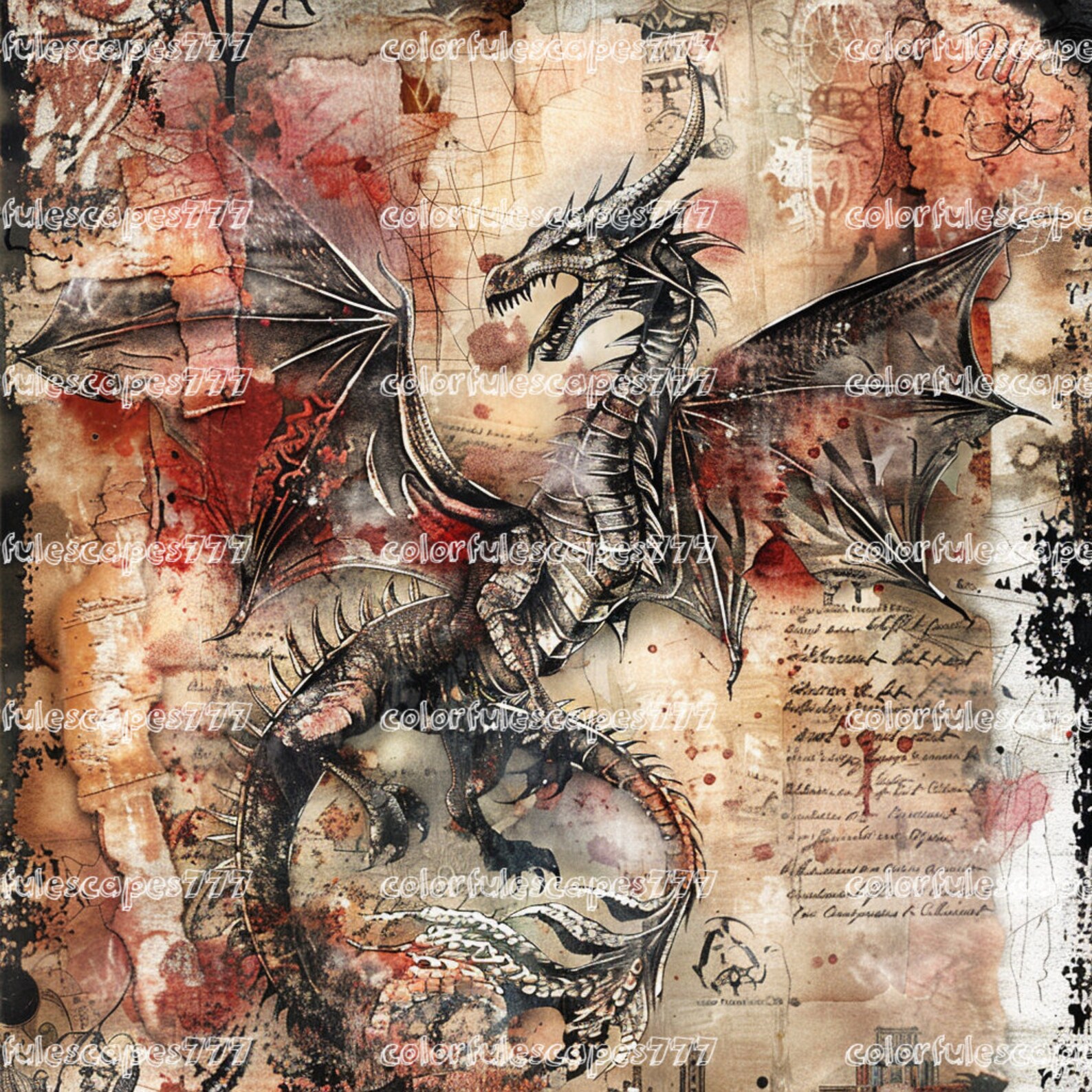 Dragon-themed Junk Journal Ephemera Pack | 30 Pages, Printable Collage ...