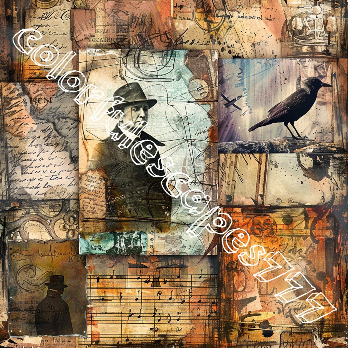Collage Digital Altered Art Digital Collage Sheet for Journal Page ...