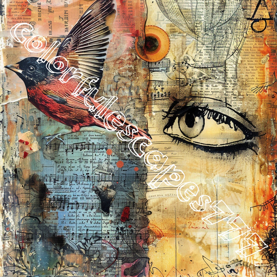 Collage Digital Altered Art Digital Collage Sheet for Journal Page ...