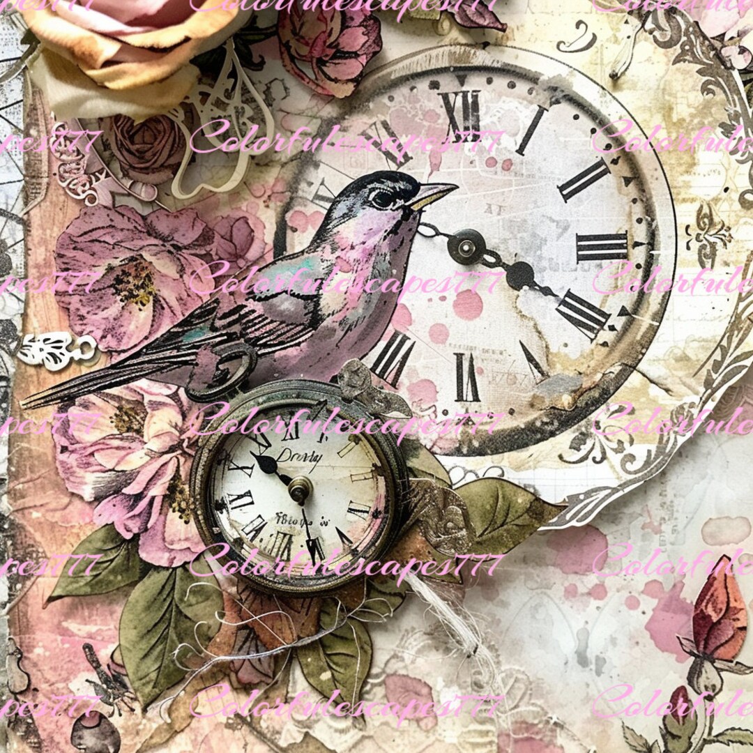 Shabby Chic Junk Journal Kit printable JPG Pages With Ephemera, Cover ...