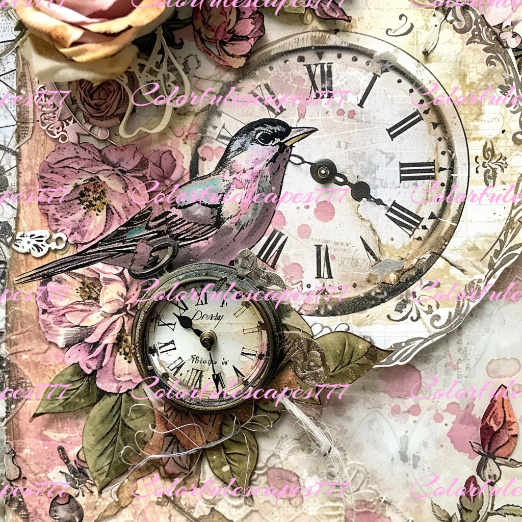 Shabby Chic Junk Journal Kit printable JPG Pages With Ephemera, Cover ...