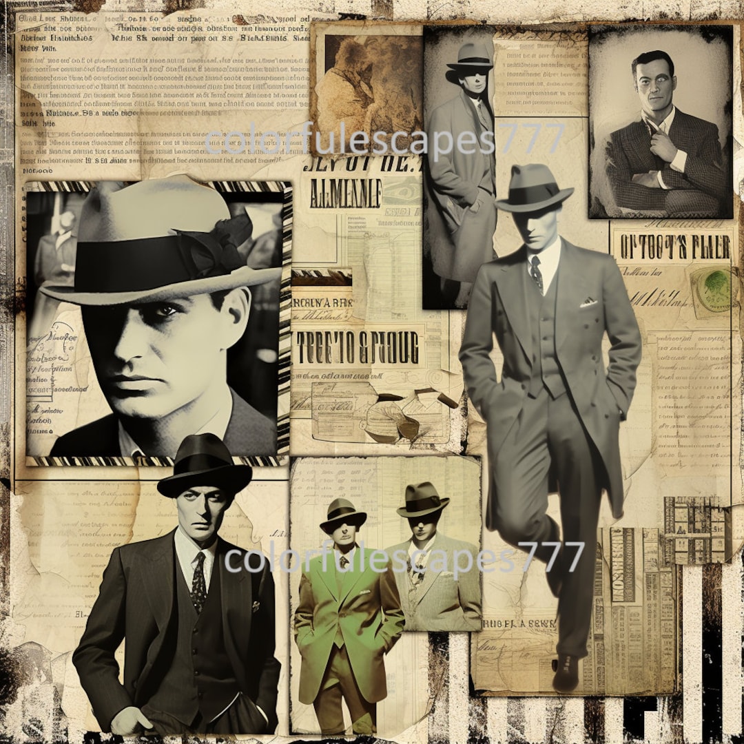Mafia Digital Paper Altered Art Journal Page Digital Collage Sheet ...