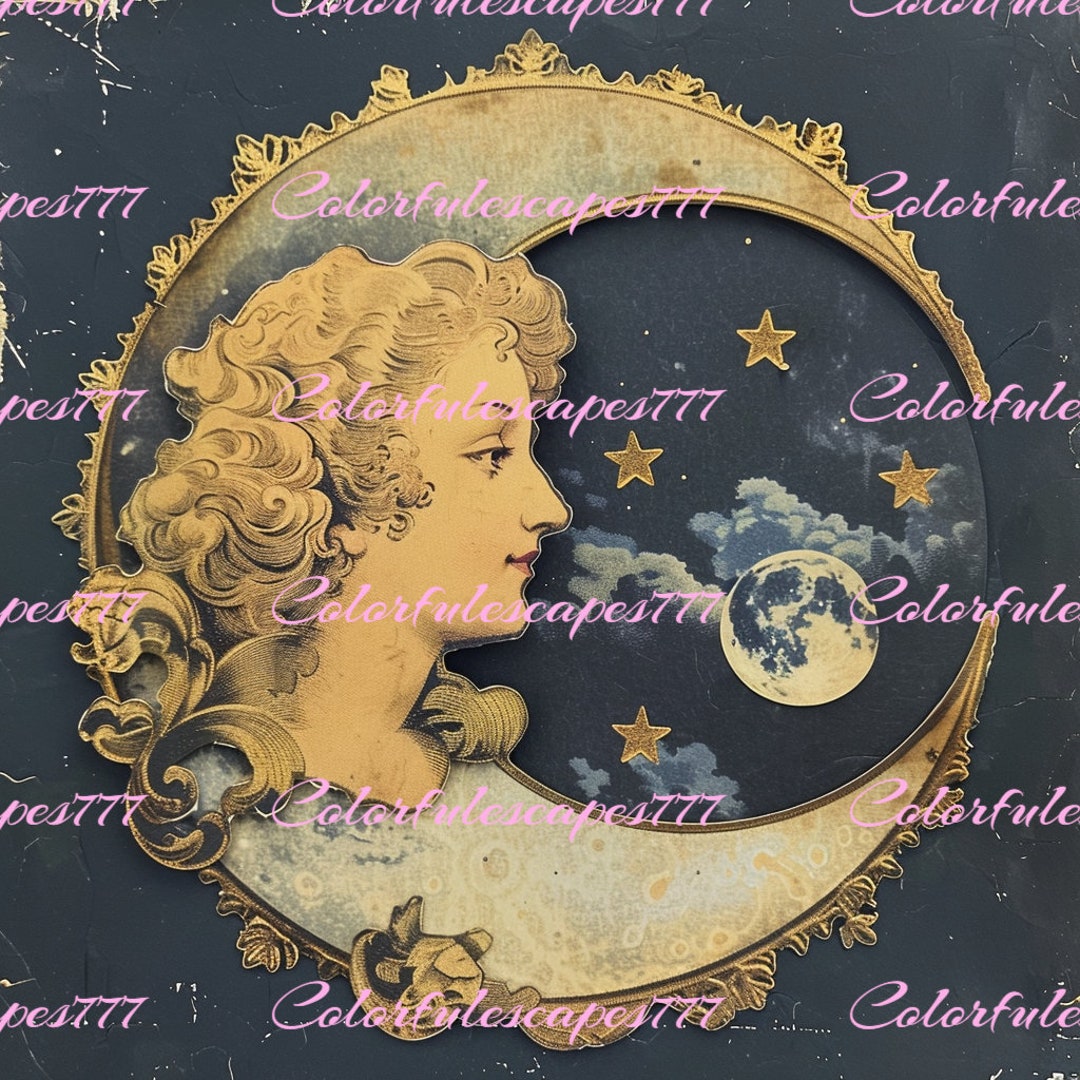 Celestial Moon Junk Journal Kit, Astronomy Ephemera (PNG Digital ...