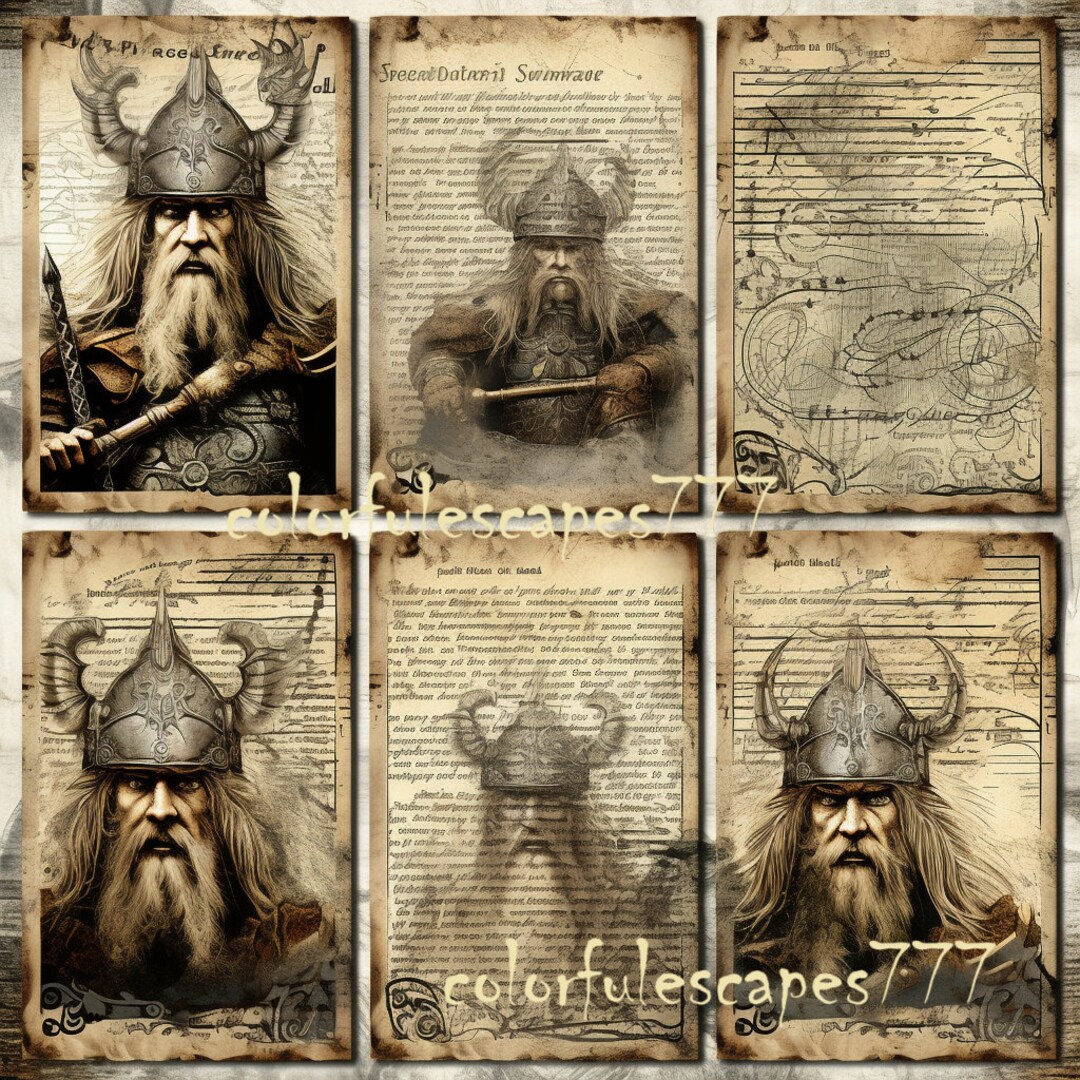 Viking-themed Digital Paper for Altered Art Journals - Collage Sheet ...
