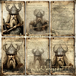 Viking-themed Digital Paper for Altered Art Journals - Collage Sheet ...