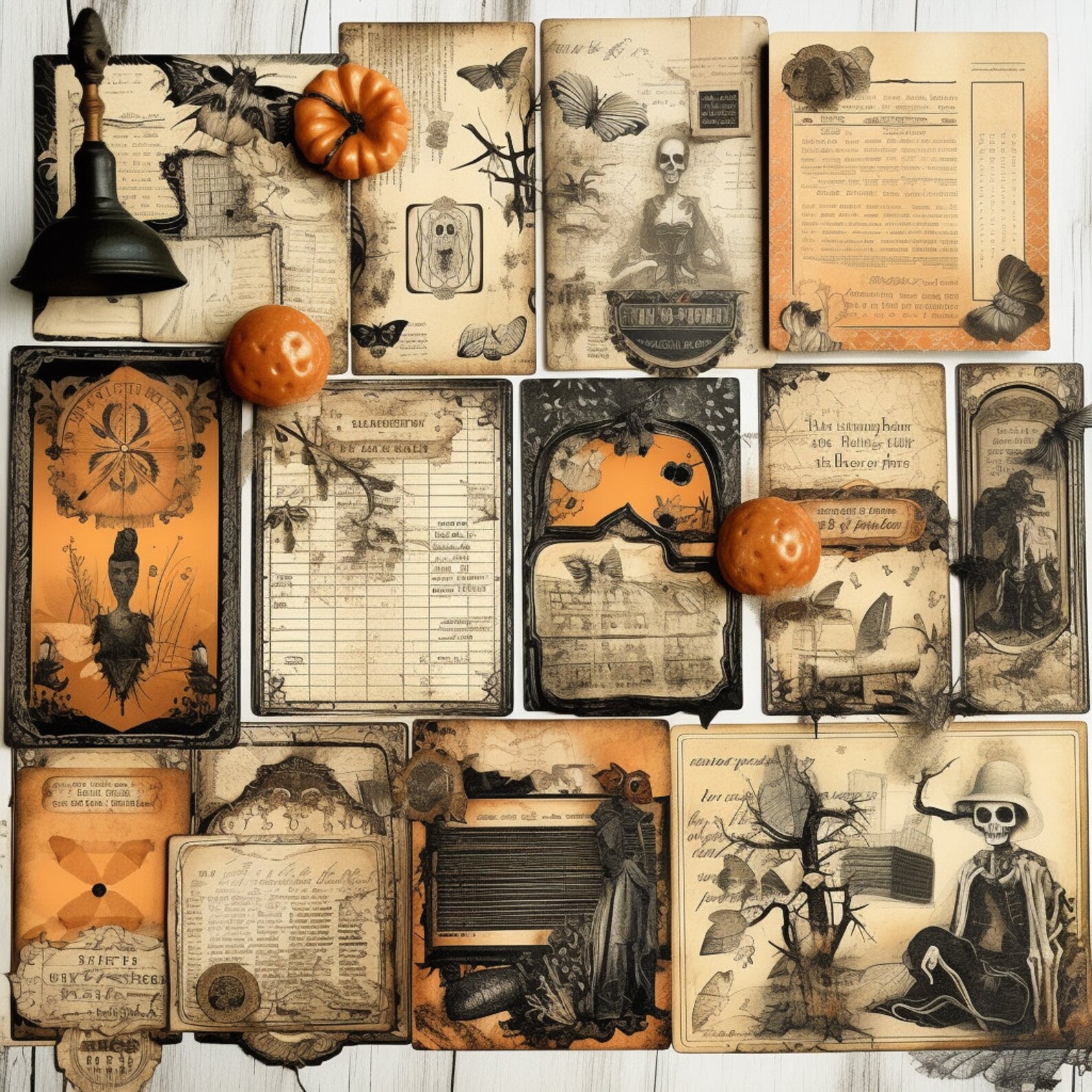 Halloween Junk Journal Kit, Digital Scrapbook Paper, Pumpkin Printable ...