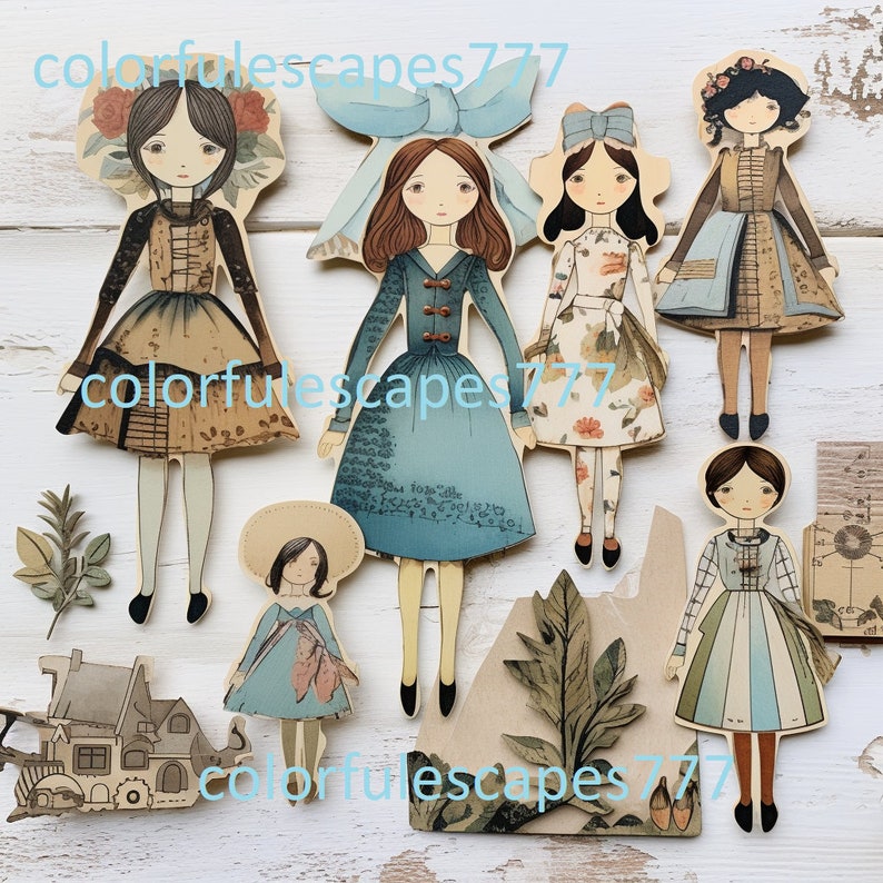 FUNNY PAPER DOLL Digital Paper Altered Art Journal Page Digital Collage ...