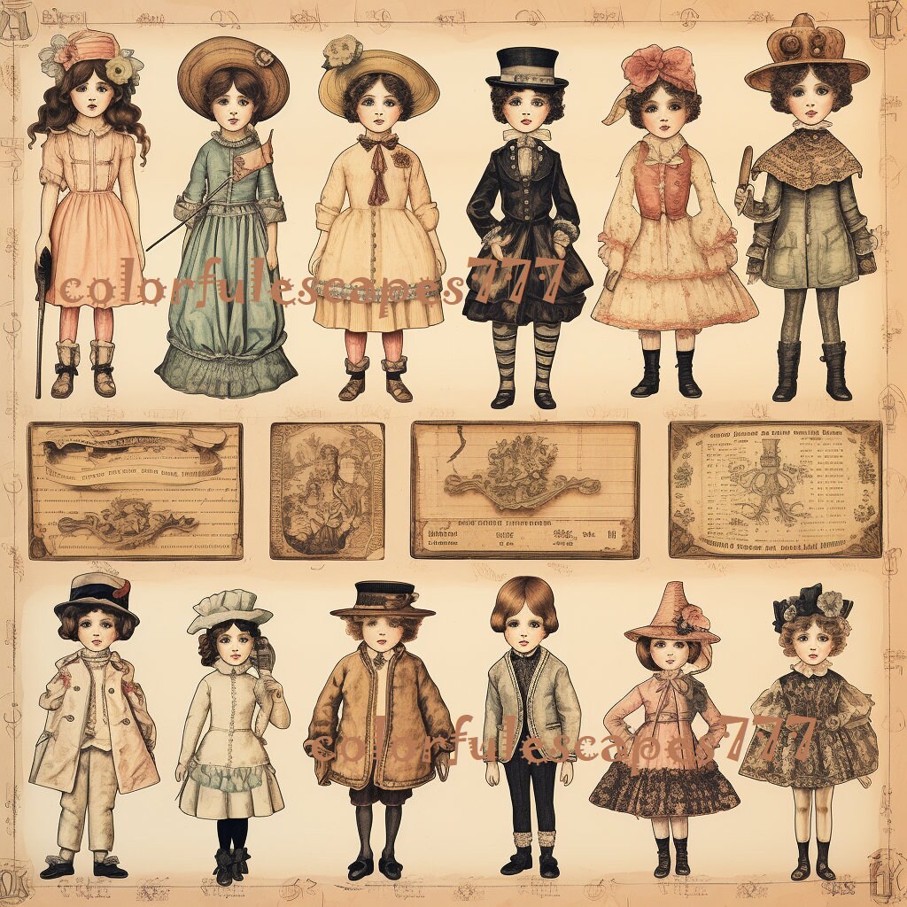 FUNNY PAPER DOLL Digital Paper Altered Art Journal Page Digital Collage ...