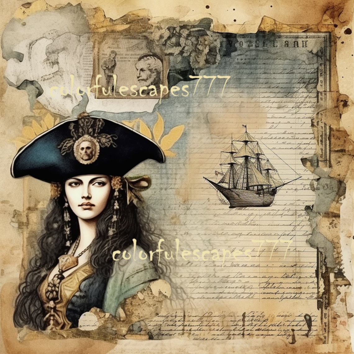 Pirate Scrapbook Paper | Digital Collage Sheet (PNG, JPG) - Etsy