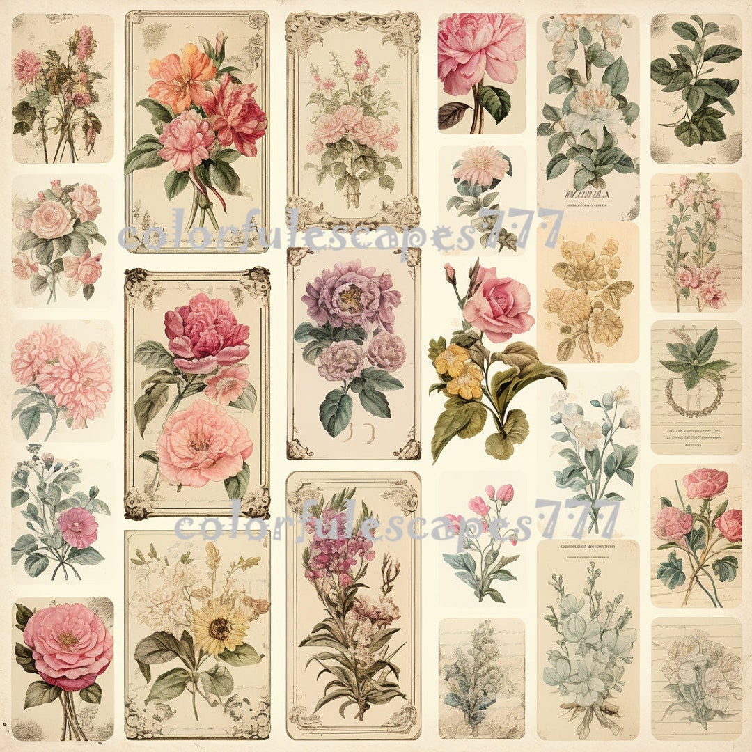 Vintage Botanical , Printable Junk Journal Embellishments, Flower ...