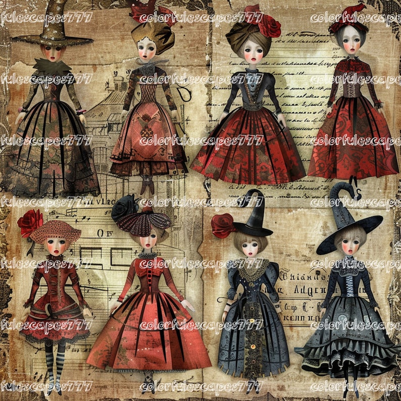 WHIMSICAL PAPER DOLLS and Sceneries Printable Kit Junk Journal Cut off ...