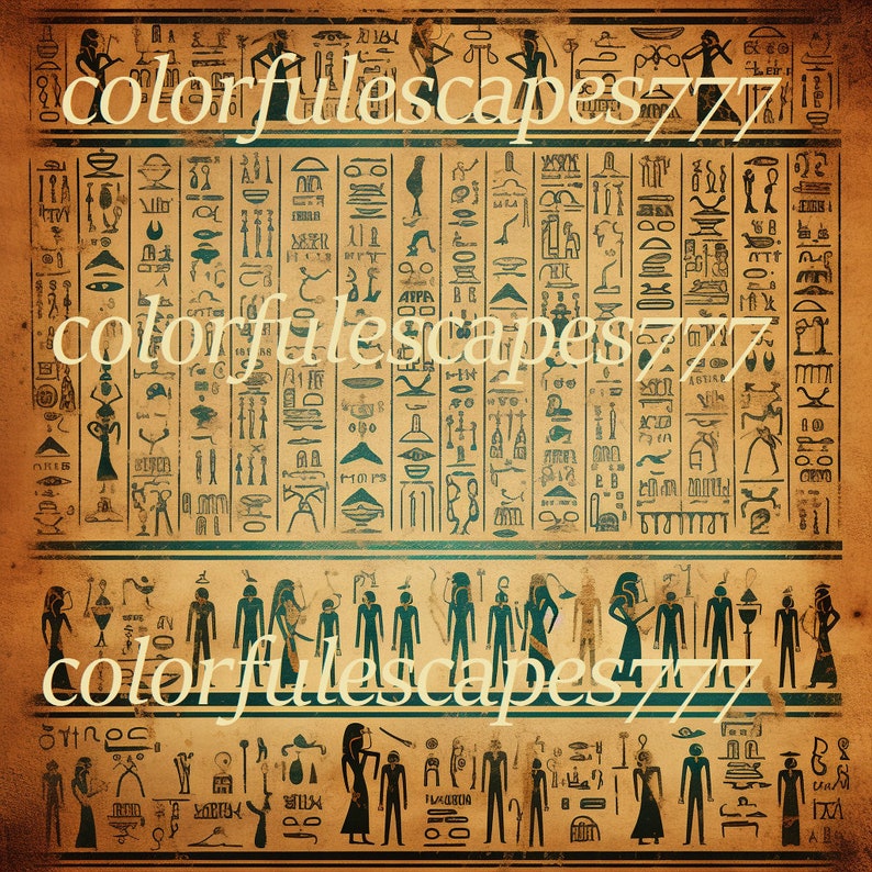 Ancient Egypt, Hieroglyphs on Wall, Hyper - Realistic Painting ...