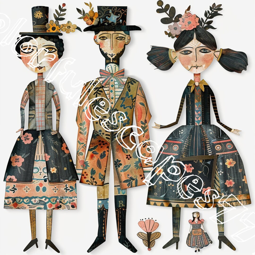 Articulated PAPER DOLL Digital Altered Art Digital Collage Sheet for ...