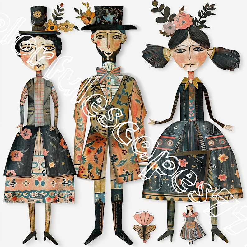 Articulated PAPER DOLL Digital Altered Art Digital Collage Sheet for ...