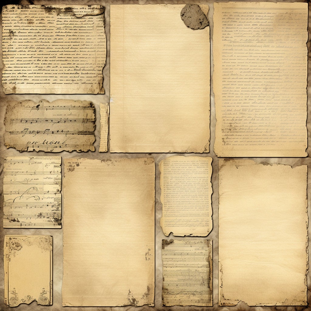 Old Paper Backgrounds, Digital Scrapbook Kit, Antique Texture Printable ...