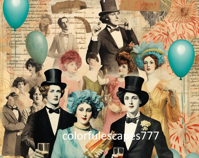 PARTY With PAPER DOLL Printable Digital Collage Sheet Altered Art ...