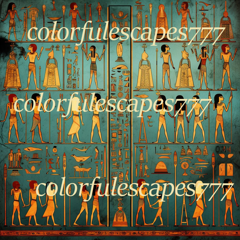 Ancient Egypt, Hieroglyphs on Wall, Hyper - Realistic Painting ...