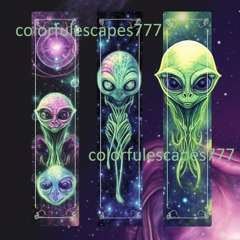 Alien Junk Journal Bookmarks | Printable Scrapbook Kit (digital ...