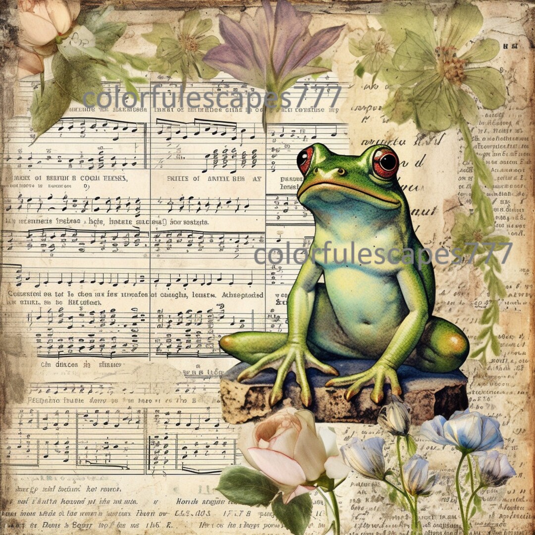 Frogs Digital Altered Art Digital Collage Sheet for Journal Page ...