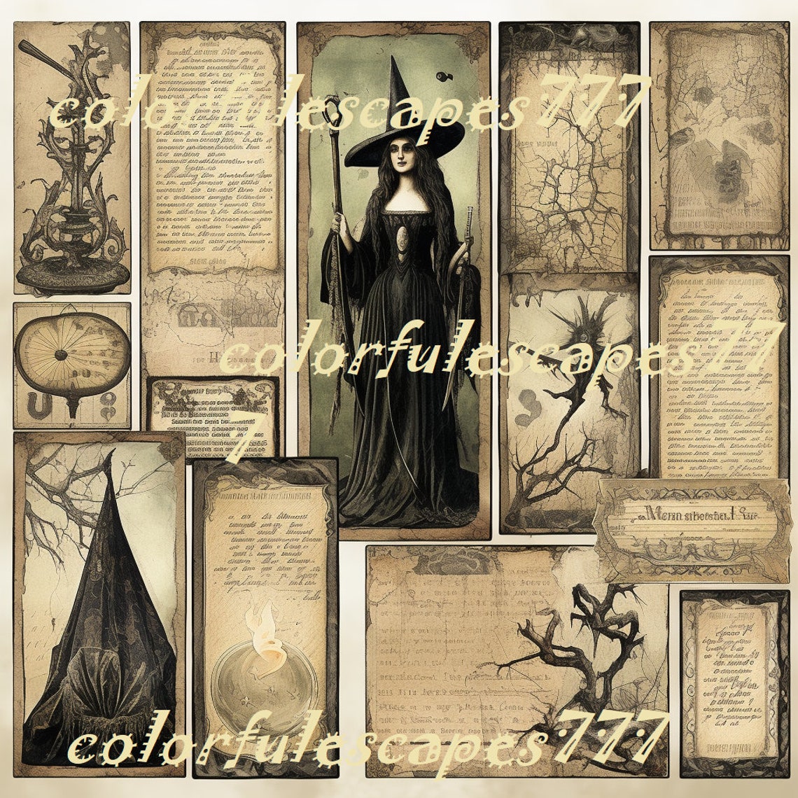 Mystic Witch Junk Journal Kit, Digital Scrapbook Paper, Wicca Printable ...