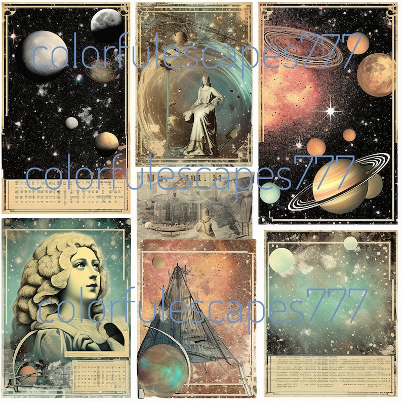 Space Exploration Digital Altered Art Digital Collage Sheet for Journal ...